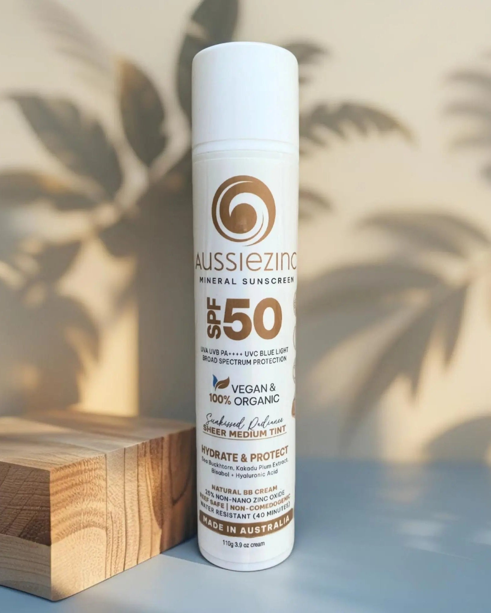 Sheer Medium Tint SPF50+ Hydrating Organic Mineral Zinc Sunscreen BB C